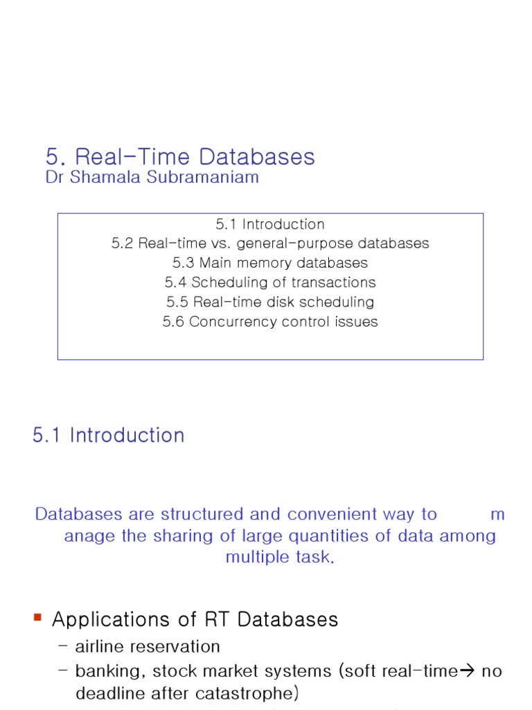 Real-Time Databases: DR Shamala Subramaniam | PDF | Database Transaction | Acid