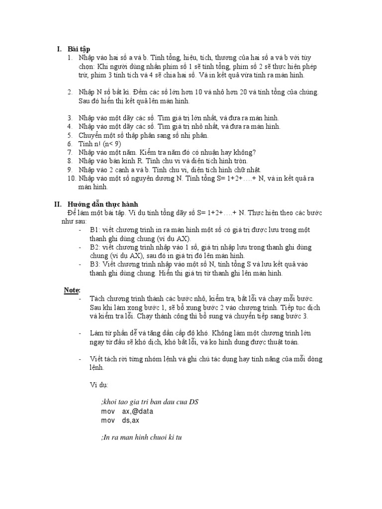 Assembly Practice Exercises