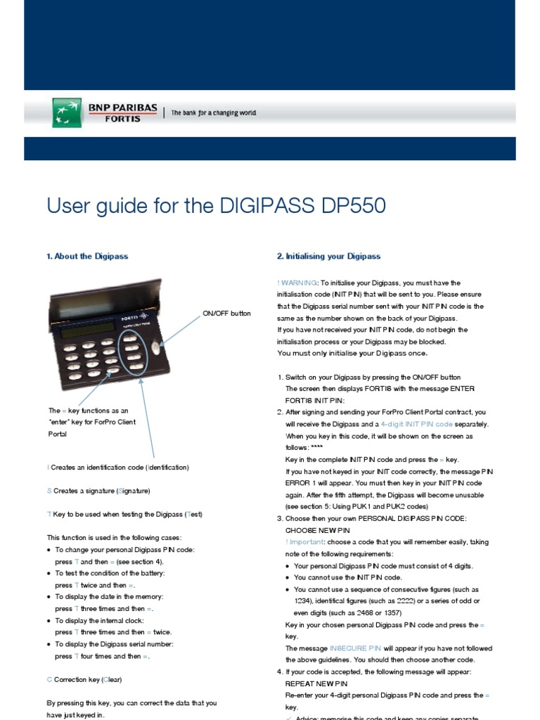 A Step-by-Step Guide to Initialising and Using the DIGIPASS DP550 for ...