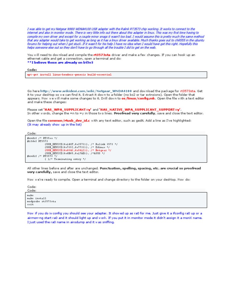 Configuring RT3573 for Backtrack 5 | PDF | Directory (Computing) | Usb