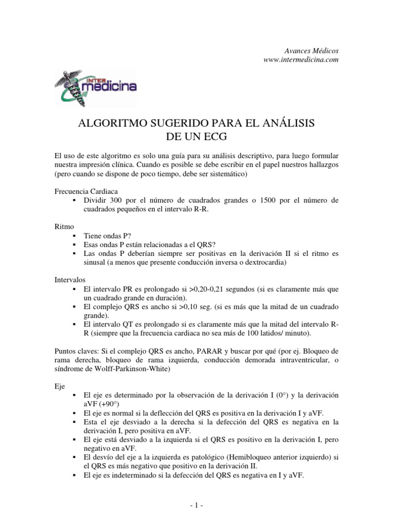 Algoritmo para Interpretar Un Ekg | PDF | Electrocardiografia ...