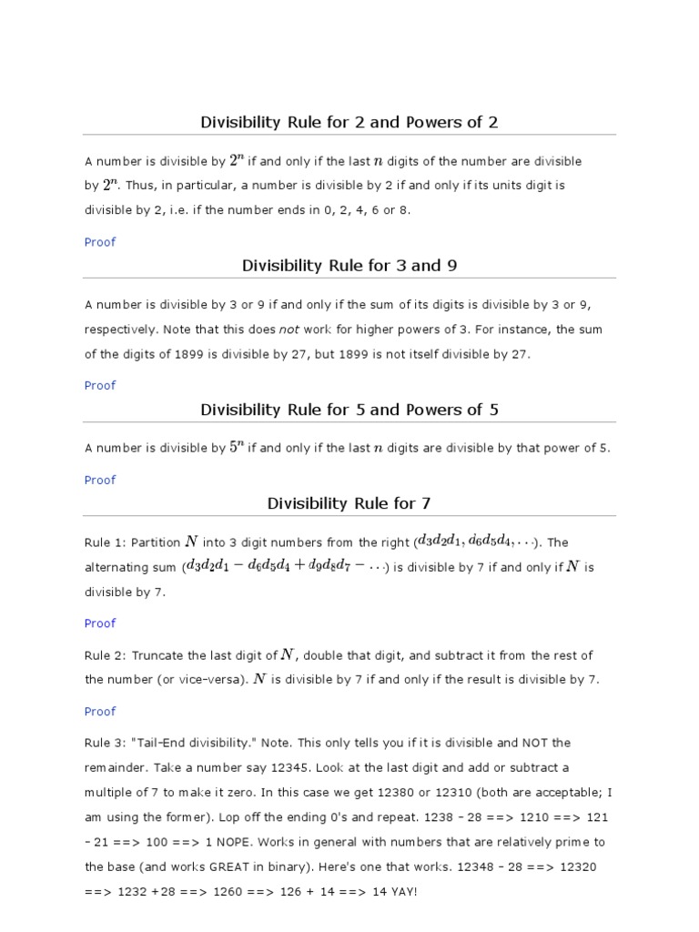 Divisibility Rule & Factorization | PDF | Prime Number | Numbers