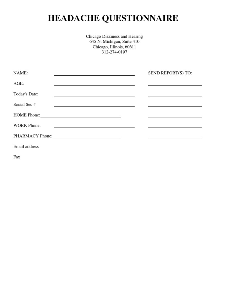 Headache Questionnaire | PDF