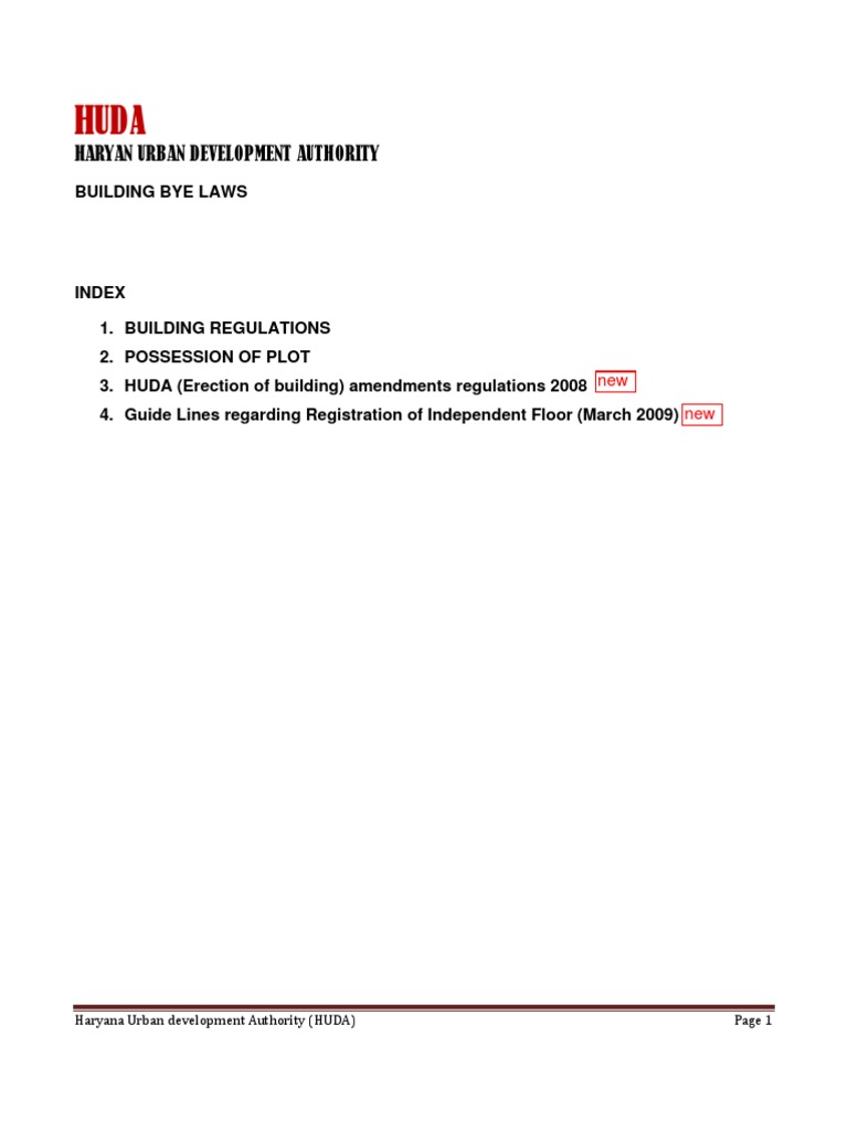 HUDA Building Bye Laws Guide | PDF | Ownership | Deed