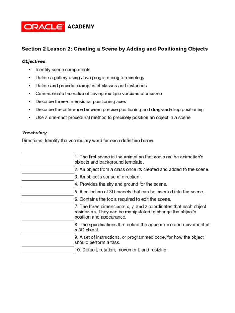Creating A Scene Practices - Oracle | Download Free PDF | Definition ...