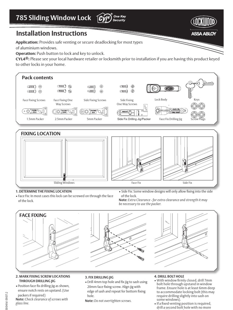 Sliding Window Lock Installation | Download Free PDF | Lock (Security Device) | Screw