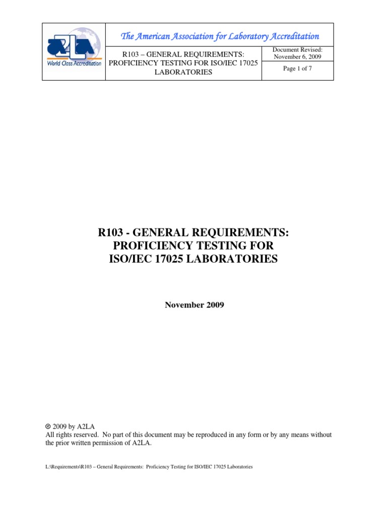 A2LA General Requirements For Proficiency Testing | PDF | Evaluation ...