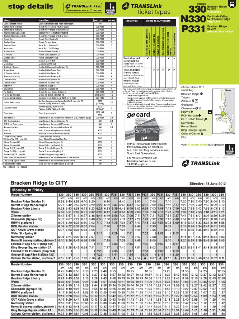 Bus Timetable 330, N330, P331 | PDF