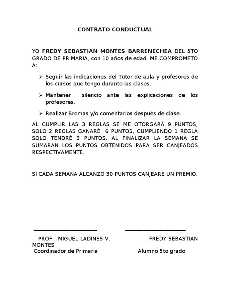 Contrato Conductual | PDF