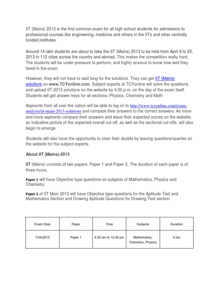 IIT JEE Analysis: Answers | PDF