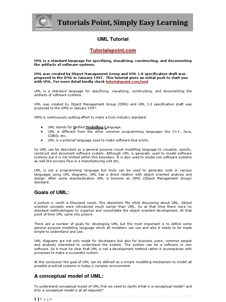 Uml Tutorial Pdf Use Case Class Computer Programming