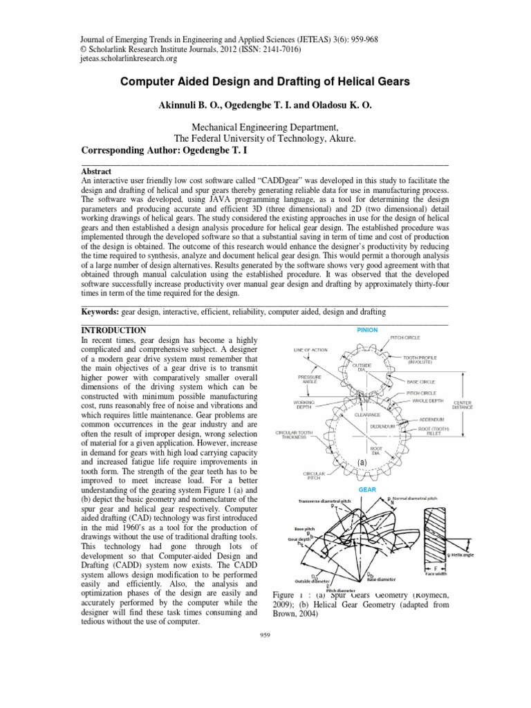 Computer Aided Design and Drafting of Helical Gears | PDF | Gear ...