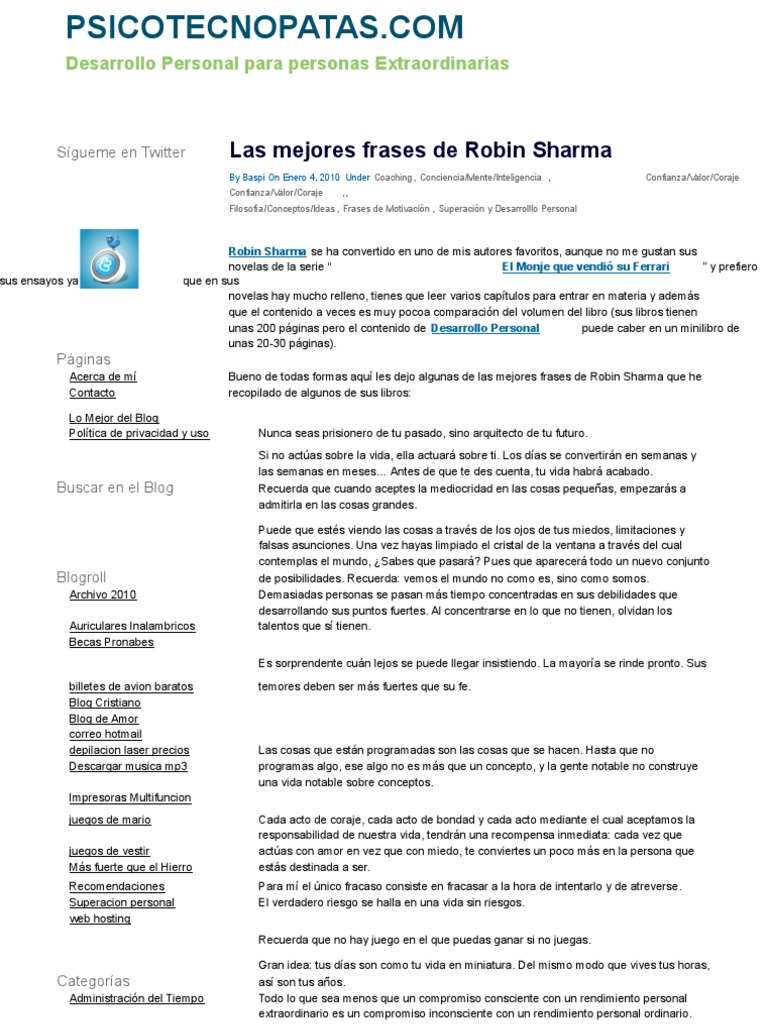 Las Mejores Frases de Robin Sharma | PDF | Blog | Desarrollo personal