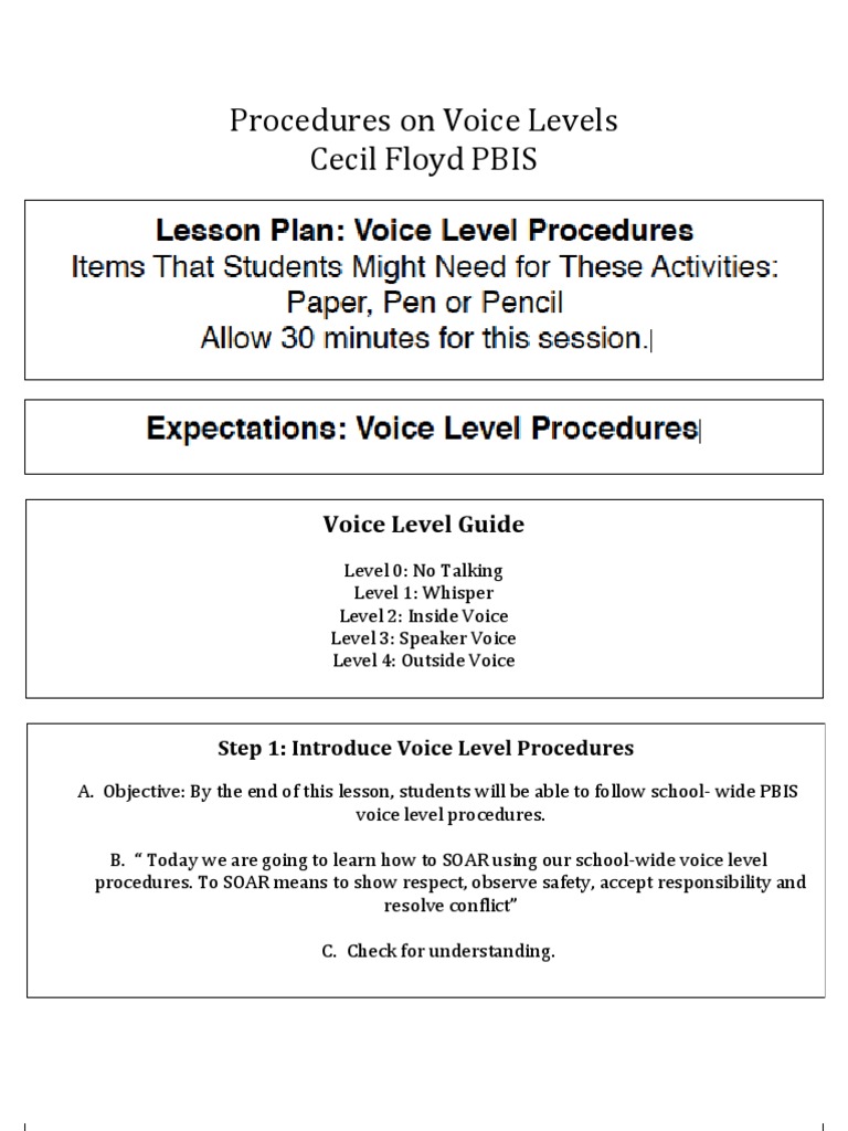 Procedures On Voice Levels | PDF