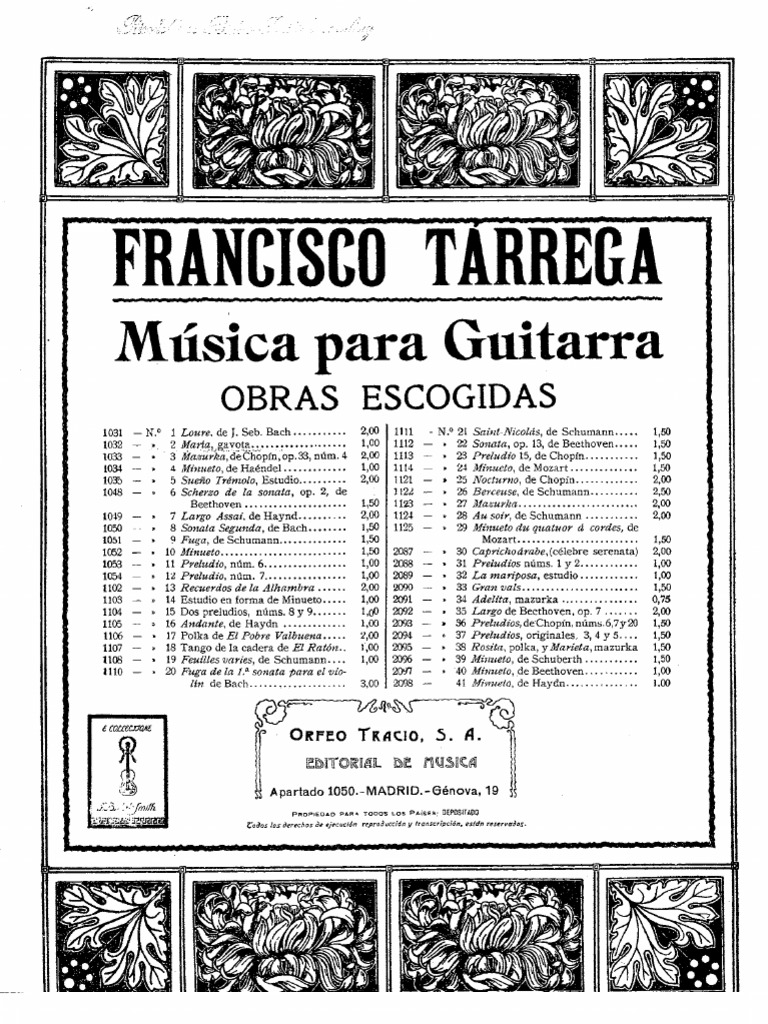 Francisco Tarrega - Maria - Gavota - For - Guitar PDF | PDF | Language ...