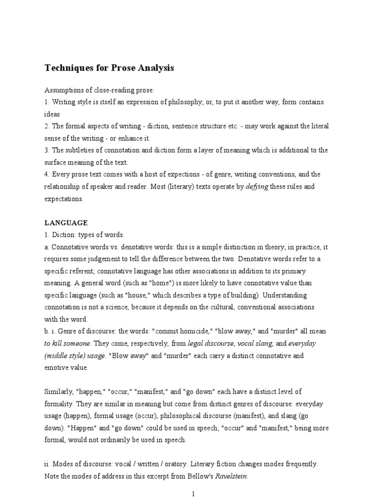 Techniques For Prose Analysis | PDF | Semantics | Discourse