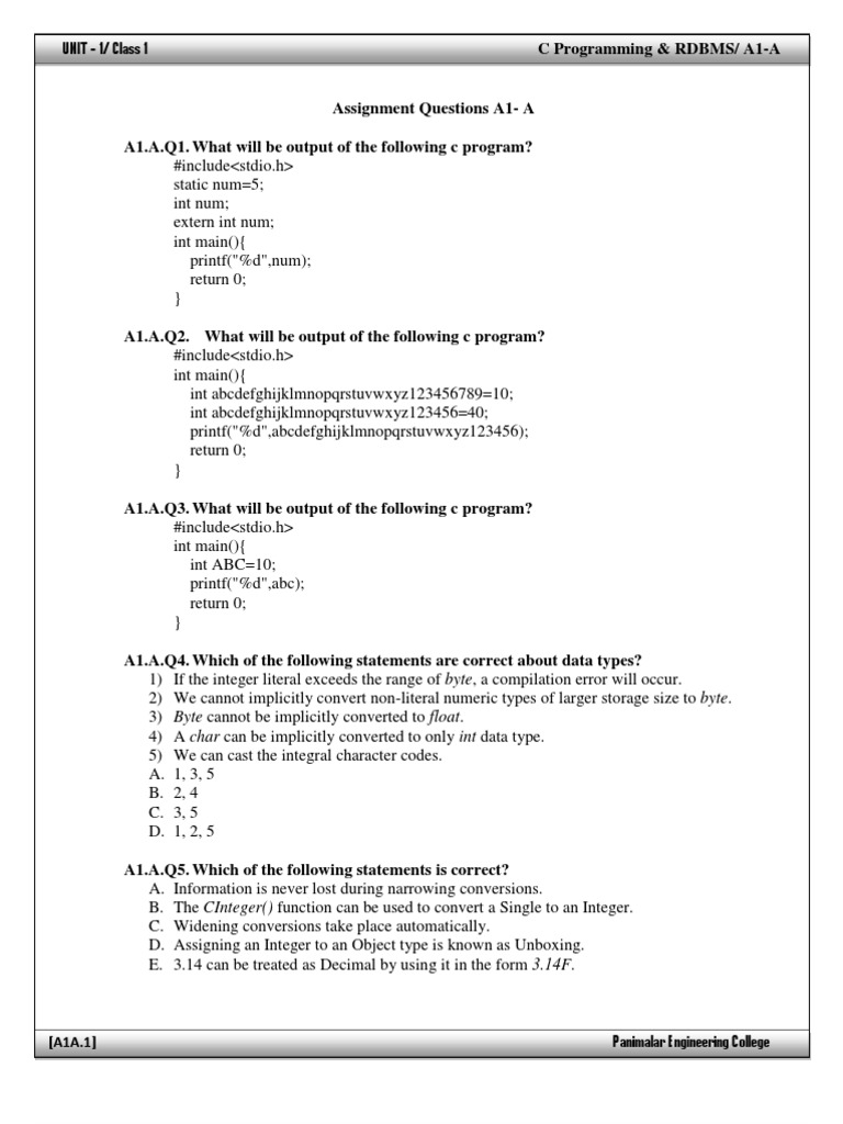 C Assignment Download Free Pdf C Programming Language Integer Computer Science