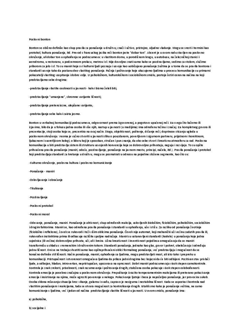 Poslovni Bonton | PDF
