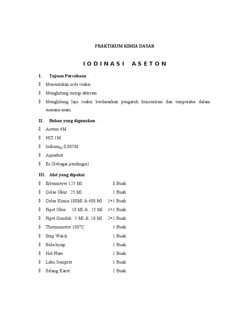 Iodinasi Aseton | PDF
