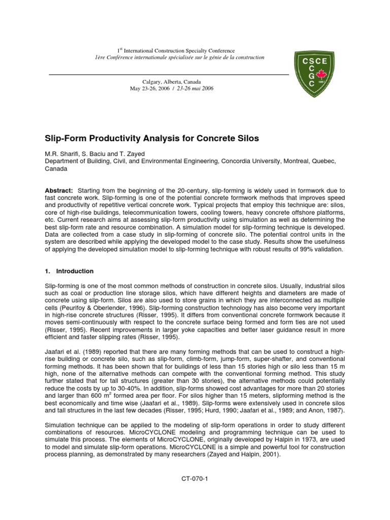 Slip-Form Productivity in Concrete Silos | PDF | Simulation | Concrete