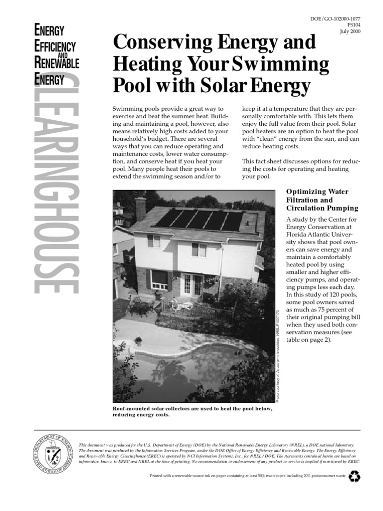 Conserving Energy and Heating Your Swimming Pool With Solar Energy ...