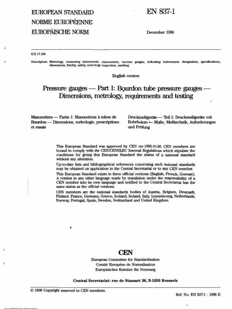 Gauge-EN 837-1 | PDF