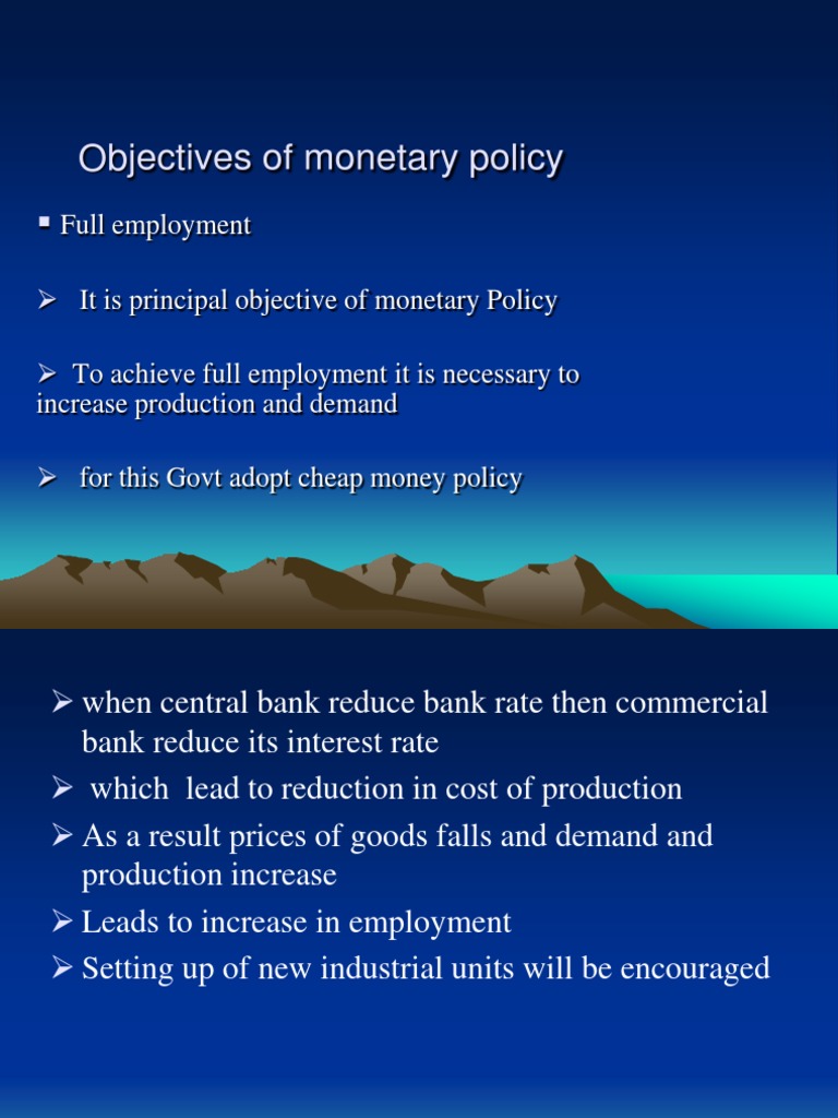 Key Objectives of Monetary Policy | PDF