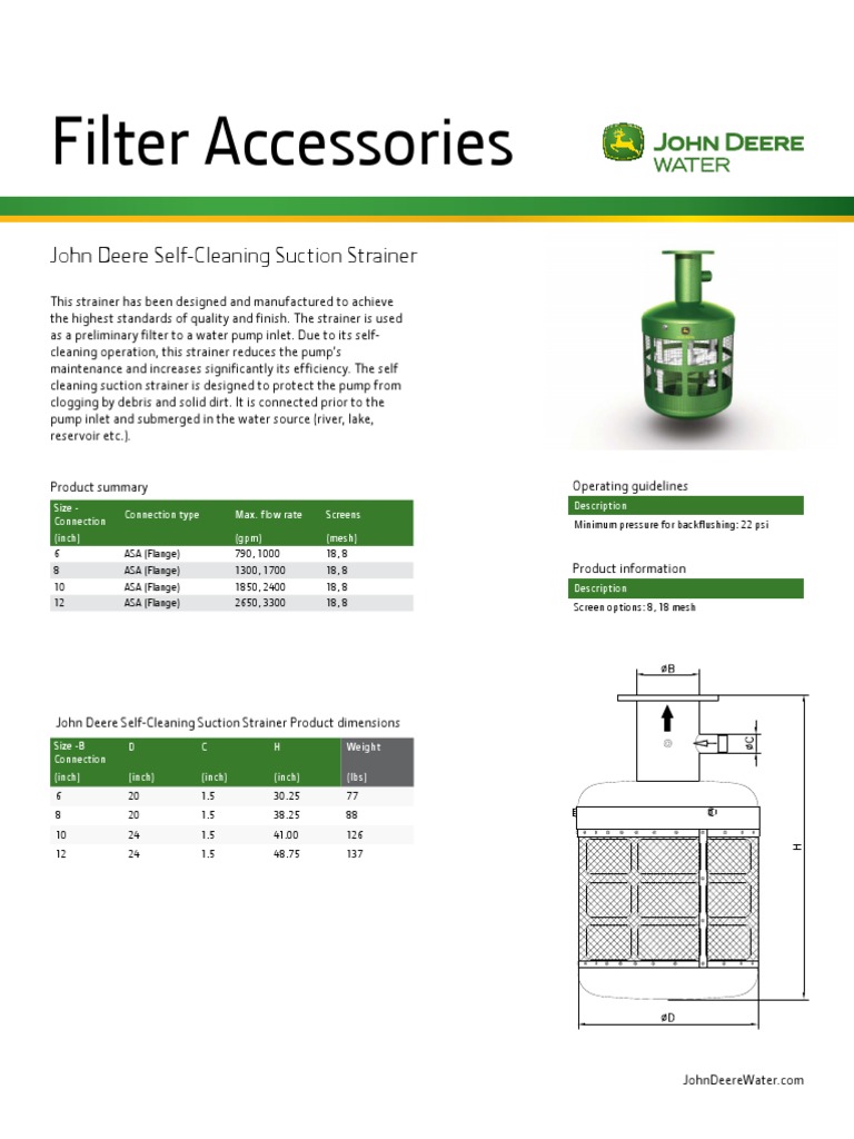 Filter Accessories: John Deere Self-Cleaning Suction Strainer ...
