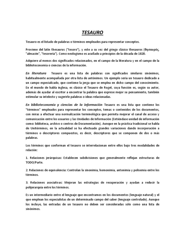 Tesauro | PDF | Ciencias de la Información | Ciencia cognitiva