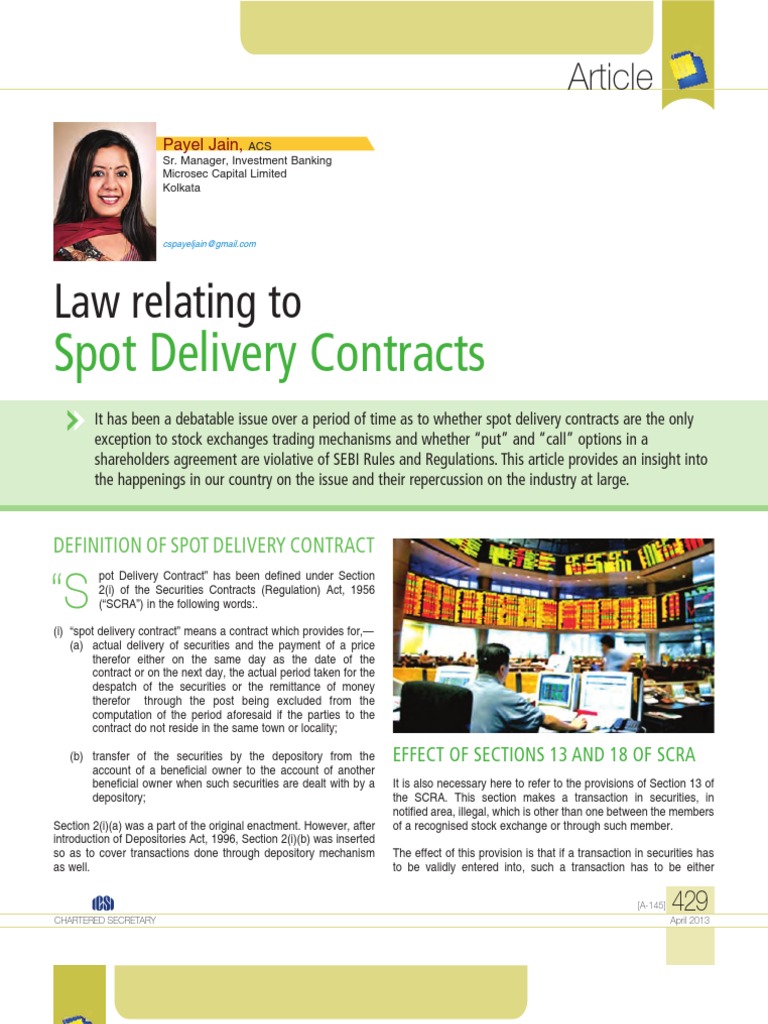 Article On Law Relating To Spot Delivery Contracts | PDF | Stocks ...