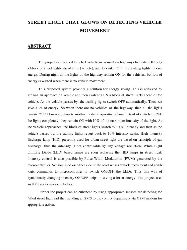 File-STREET LIGHT THAT GLOWS ON DETECTING VEHICLE MOVEMENT | PDF