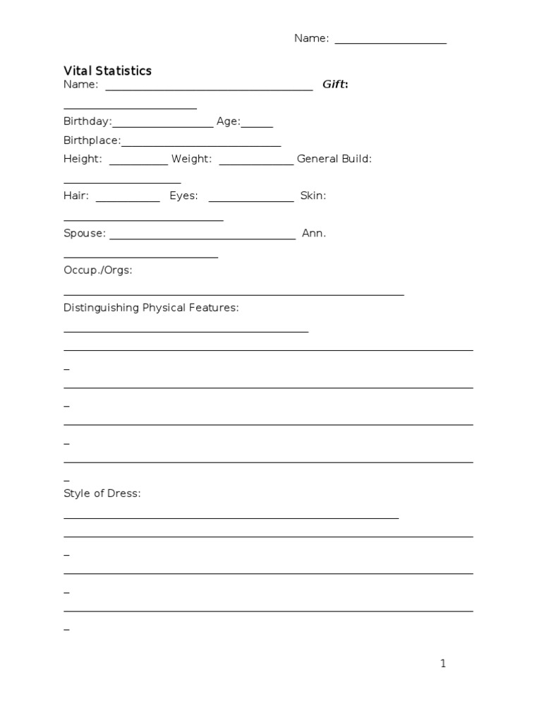 Blank Character Stats | PDF | Psychology | Social Psychology