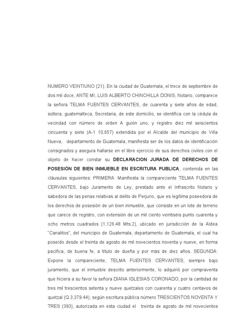 Declaracion Jurada de Derechos de Posesion de Bien Inueble | PDF | Posesión (Ley) | Gobierno