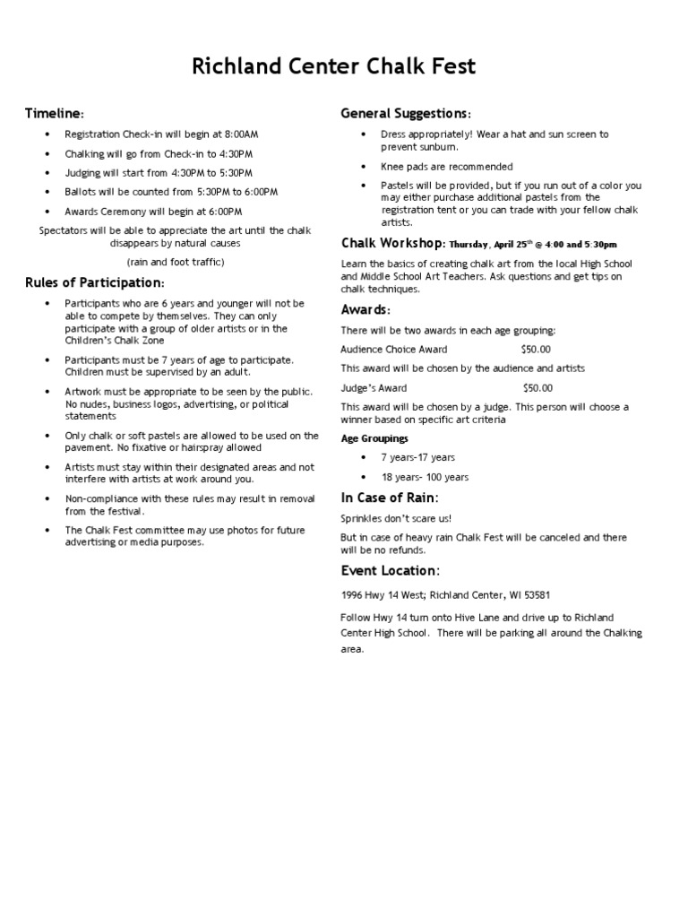 Chalk Fest Registration | PDF | Business