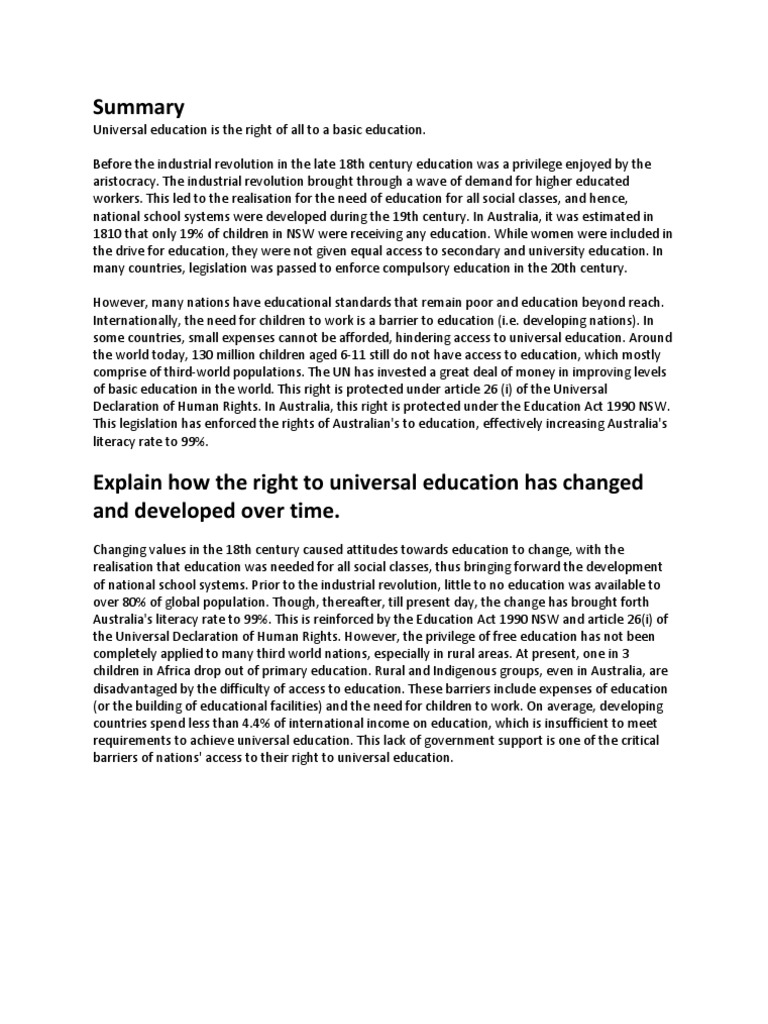HSC Legal Studies Human Rights Universal Education | PDF | State School ...