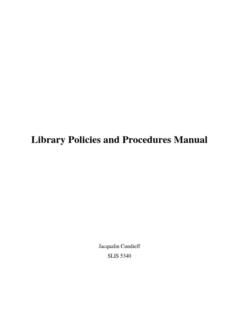 Library Policies and Procedures Manual | PDF | Librarian | Americans ...