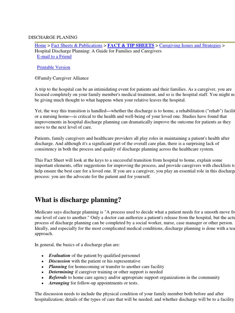 Discharge Planing | Home Care | Patient