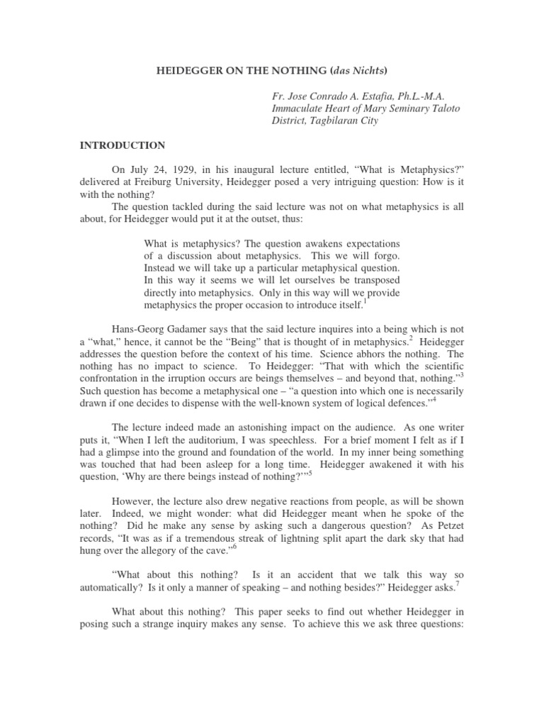 14 - Heidegger On Nothing Das Nichts) | PDF | Martin Heidegger | Nothing