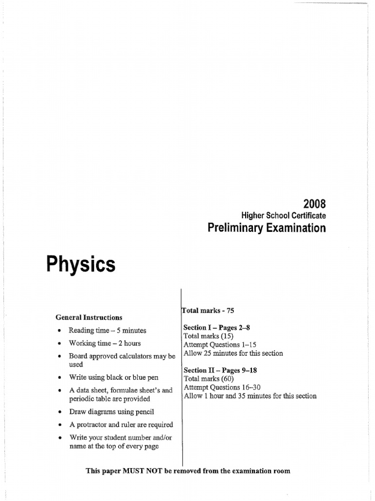 Physics Preliminary NSW HSC | PDF