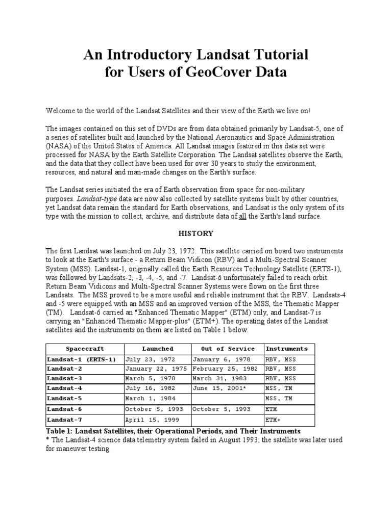 Landsat GeoCover Tutorial | PDF | Infrared | Geography