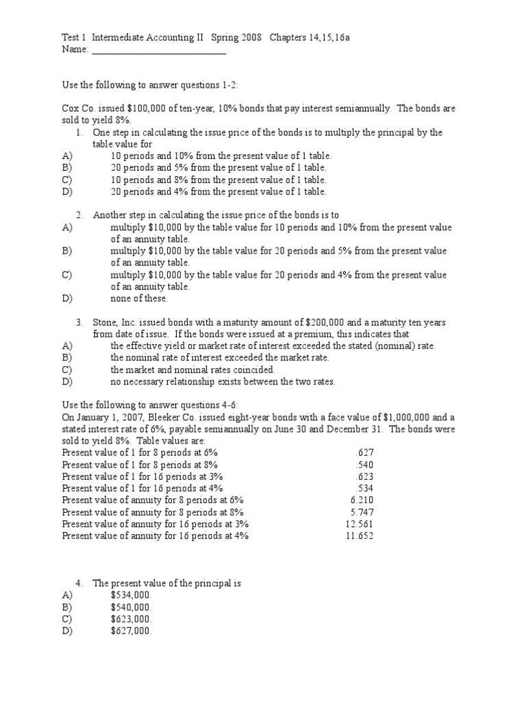 Test 1 W Answers | PDF | Warrant (Finance) | Stocks