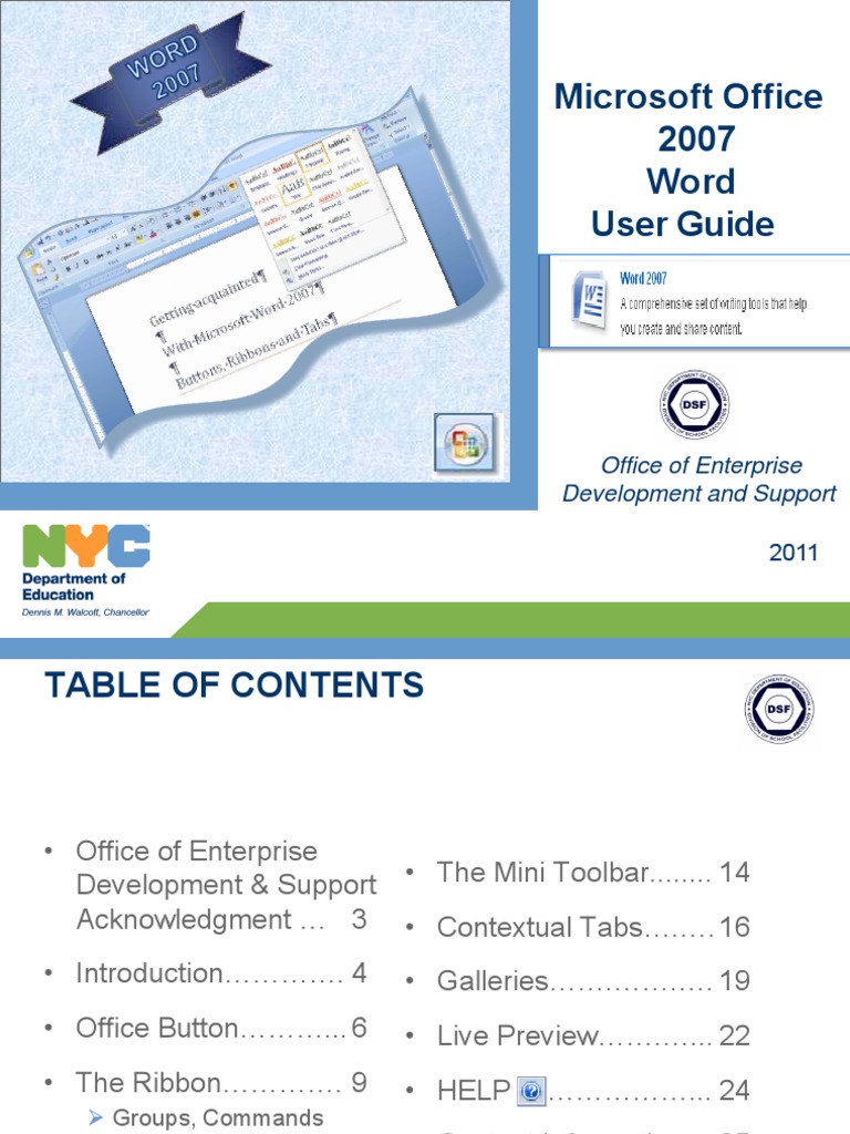 Word 2007 User Guide | PDF | Microsoft Word | Tab (Gui)