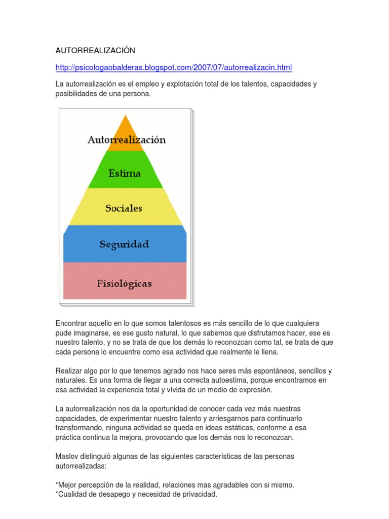 AUTORREALIZACIÓN | Conceptos psicologicos | Psicología