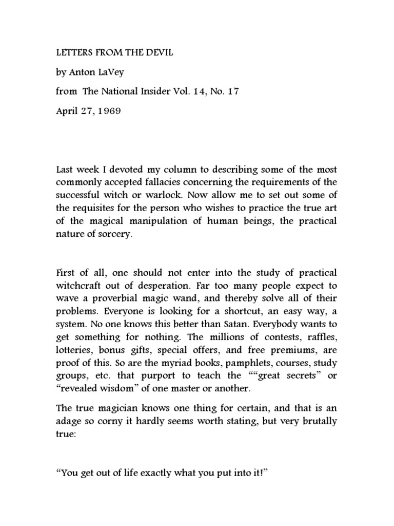 Letters From The Devil | PDF | Magic (Paranormal) | Satanism