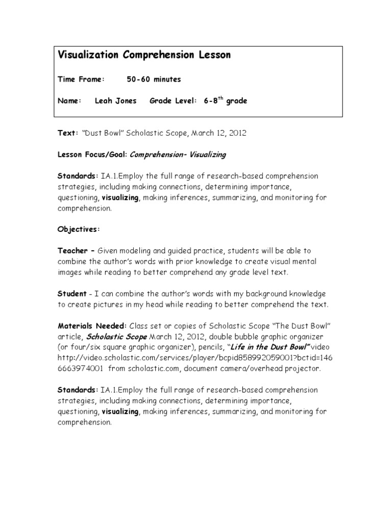 Visualization GRR Lesson | Download Free PDF | Reading Comprehension ...