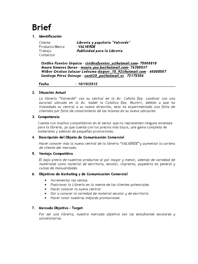 Formato de Brief | PDF