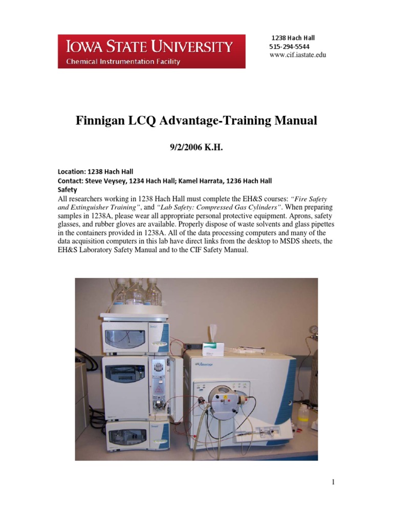 Finnigan LCQ - Training Manual | PDF | Mass Spectrometry | Electrospray ...
