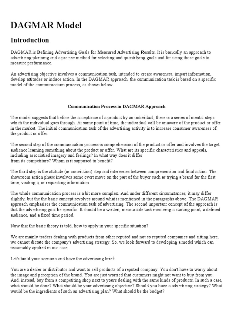 Dagmar Model | PDF | Target Audience | Advertising
