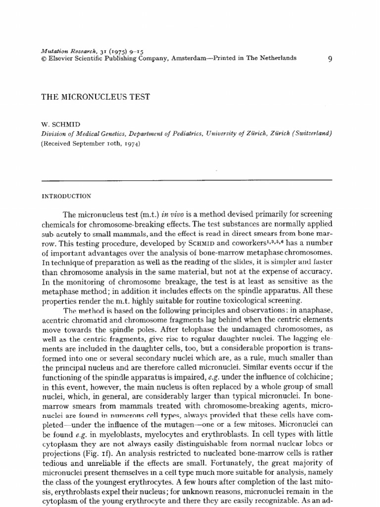 The Micronucleus Test | PDF | Histology | Anatomy