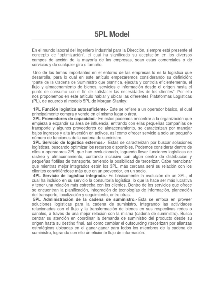 5PL | PDF | Logística | Business
